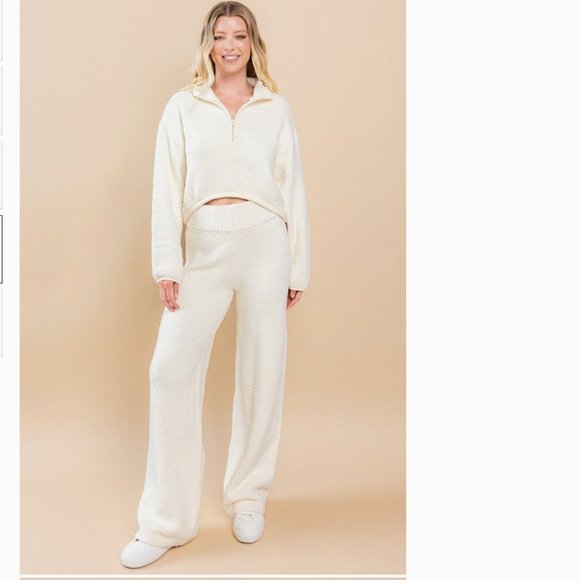 TCEC | Intimates & Sleepwear | Tcec Sherpa Loungewear Set In Ivory ...